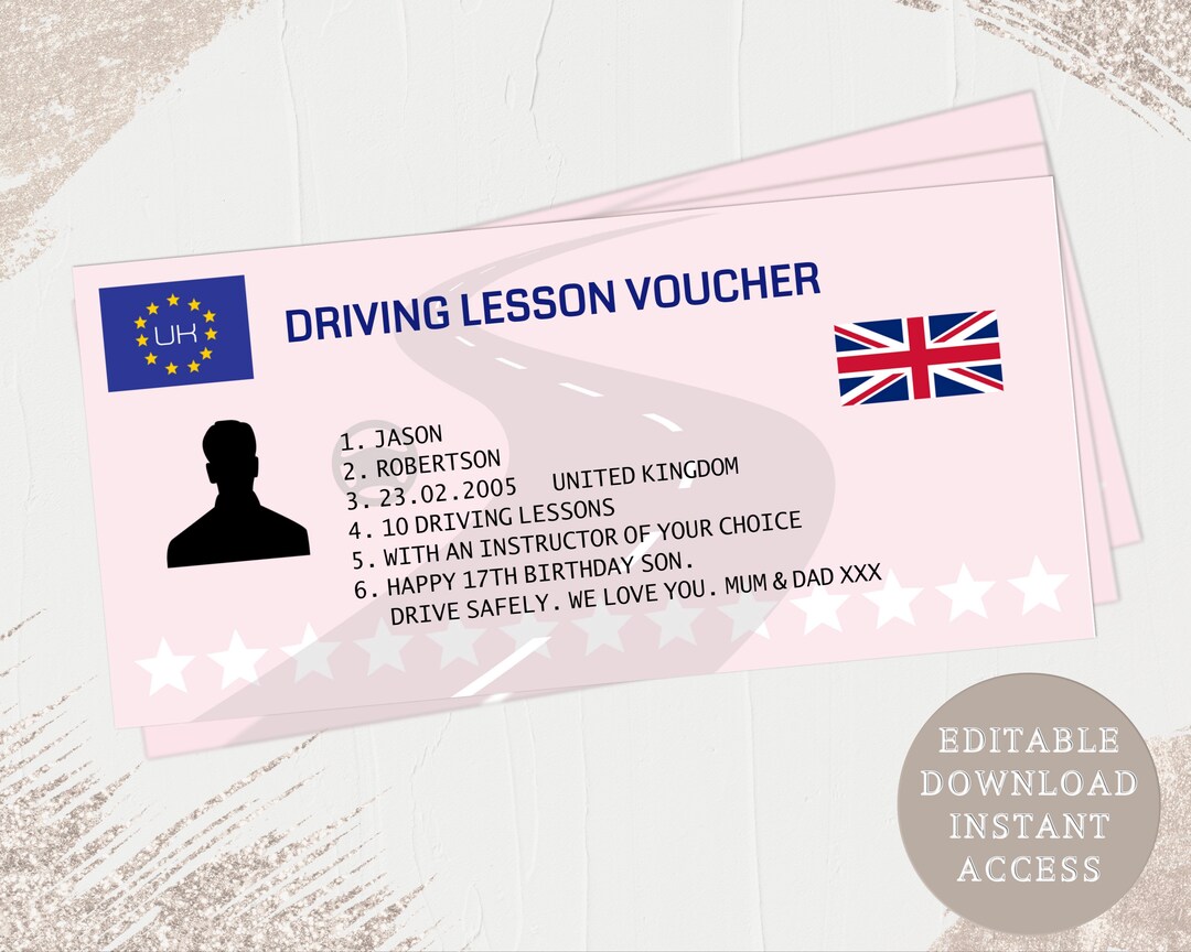 Instant Download - Driving Lesson Gift, Driving Test, 17th Birthday ...