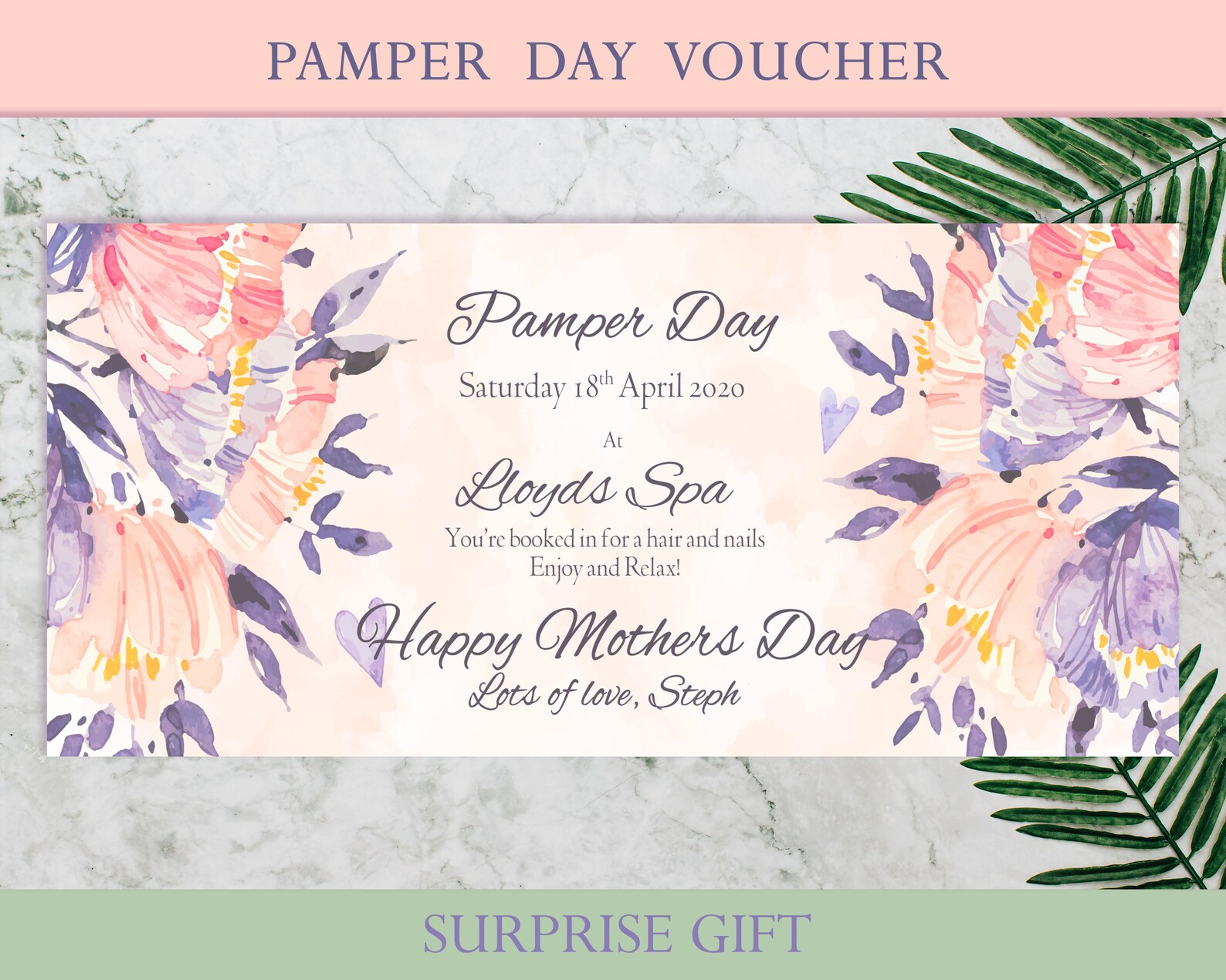 Pamper Day Gift voucher Spa voucher Mothers day Birthday | Etsy