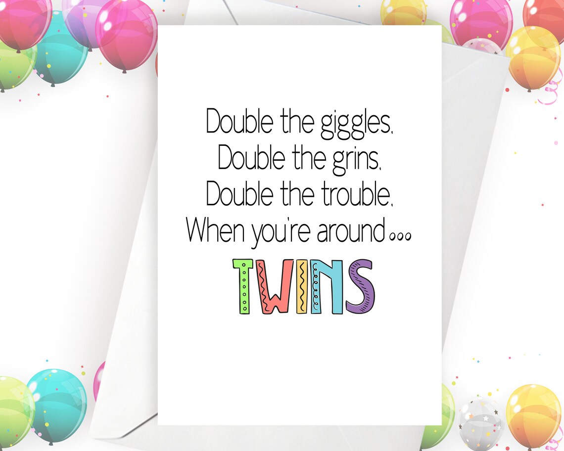 Twin Card Twin Birthday Card for Twin Double Trouble - Etsy