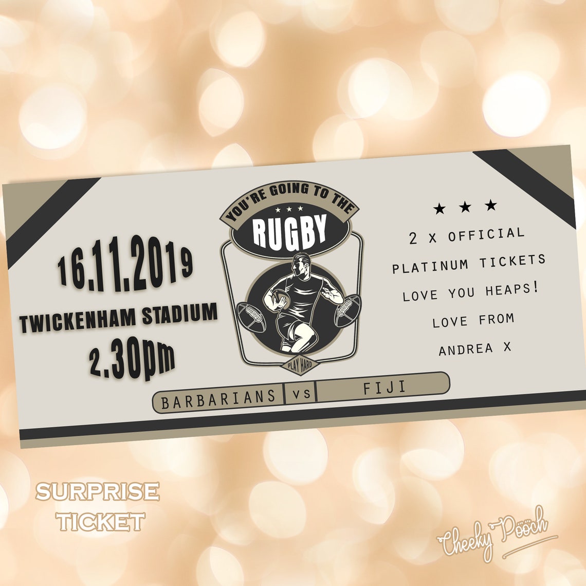 Ticket Template Rugby Ticket Rugby union Rugby league Tri | Etsy