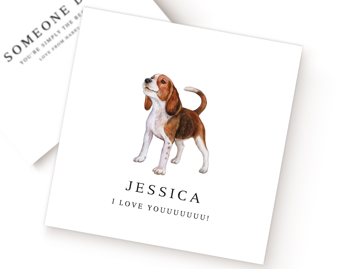 Cute Beagle Valentines Day Card, Dog Themed Anniversary Card, Birthday ...