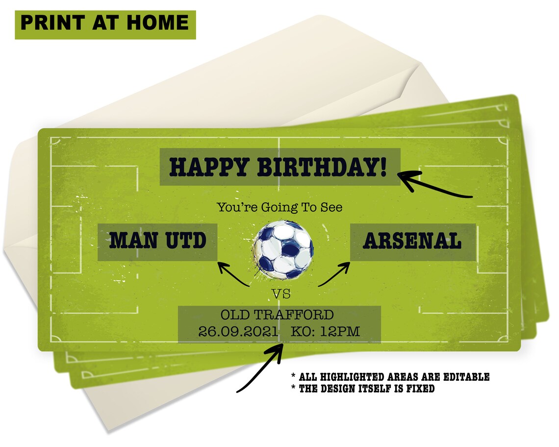 Football Ticket Surprise Gift Printable Football Ticket | Etsy