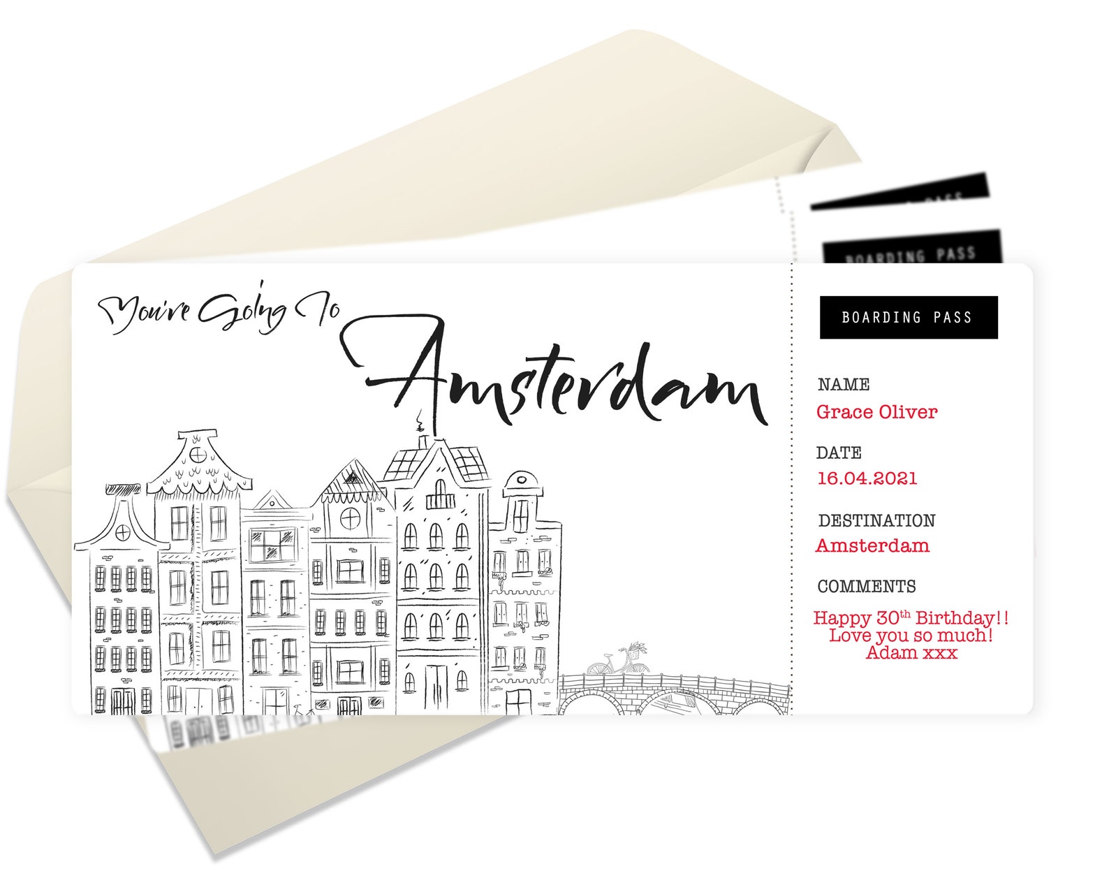 Printable Amsterdam break Ticket Surprise Gift Ferry ticket | Etsy