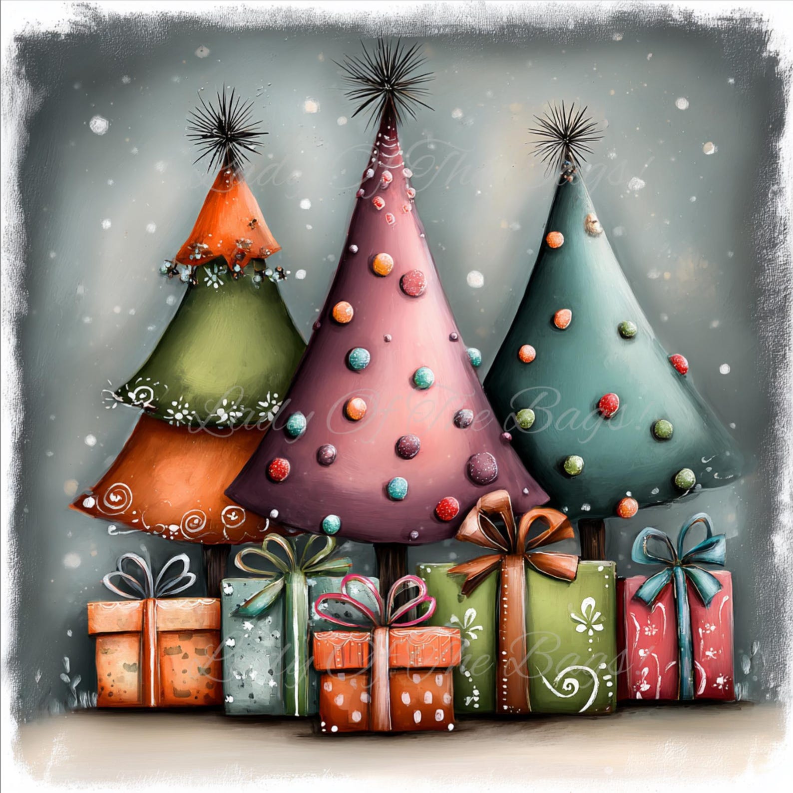 Whimsical Christmas Trees Digital Art, Junk Journal/scrapbooking Pages ...
