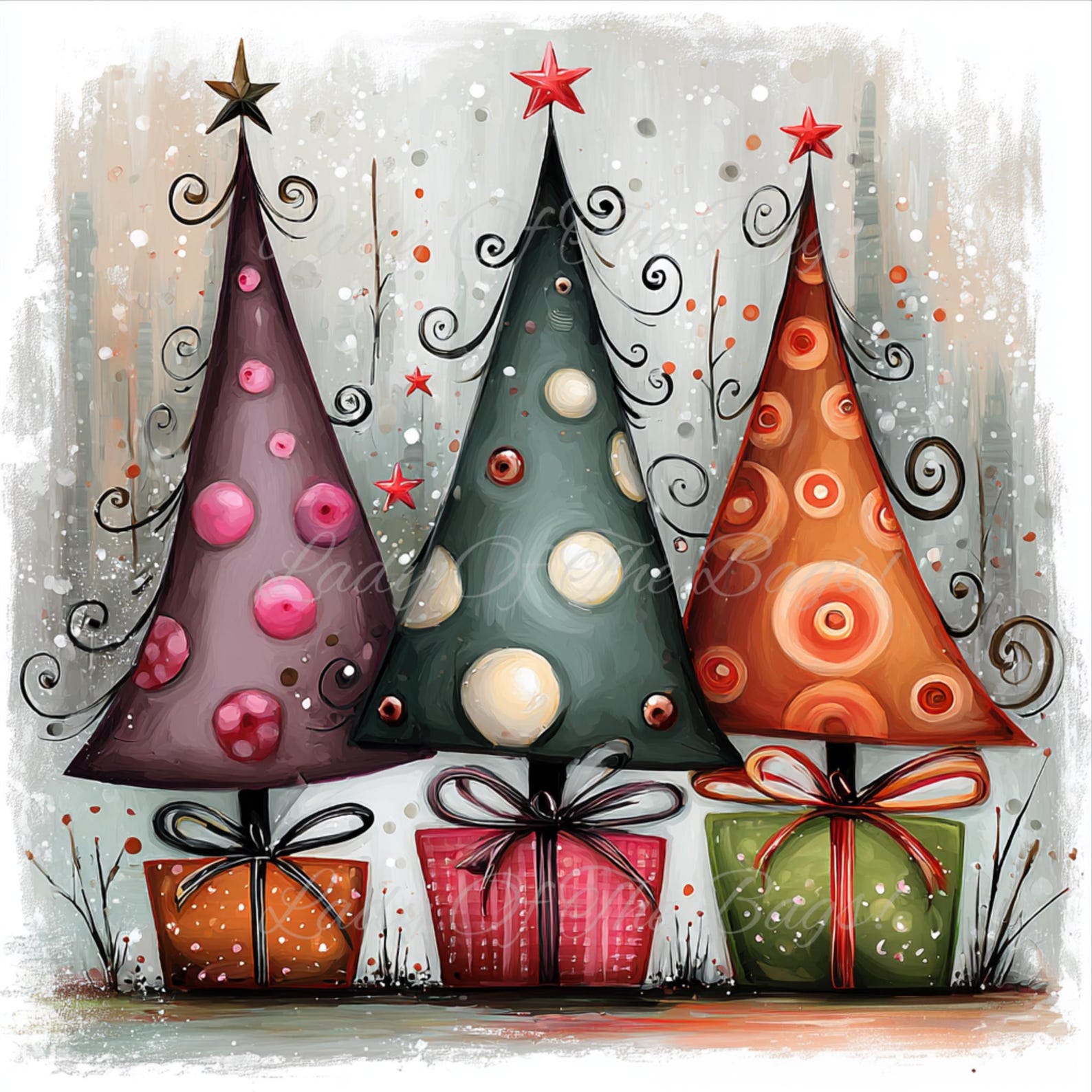 Whimsical Christmas Trees Digital Art, Junk Journal/scrapbooking Pages ...