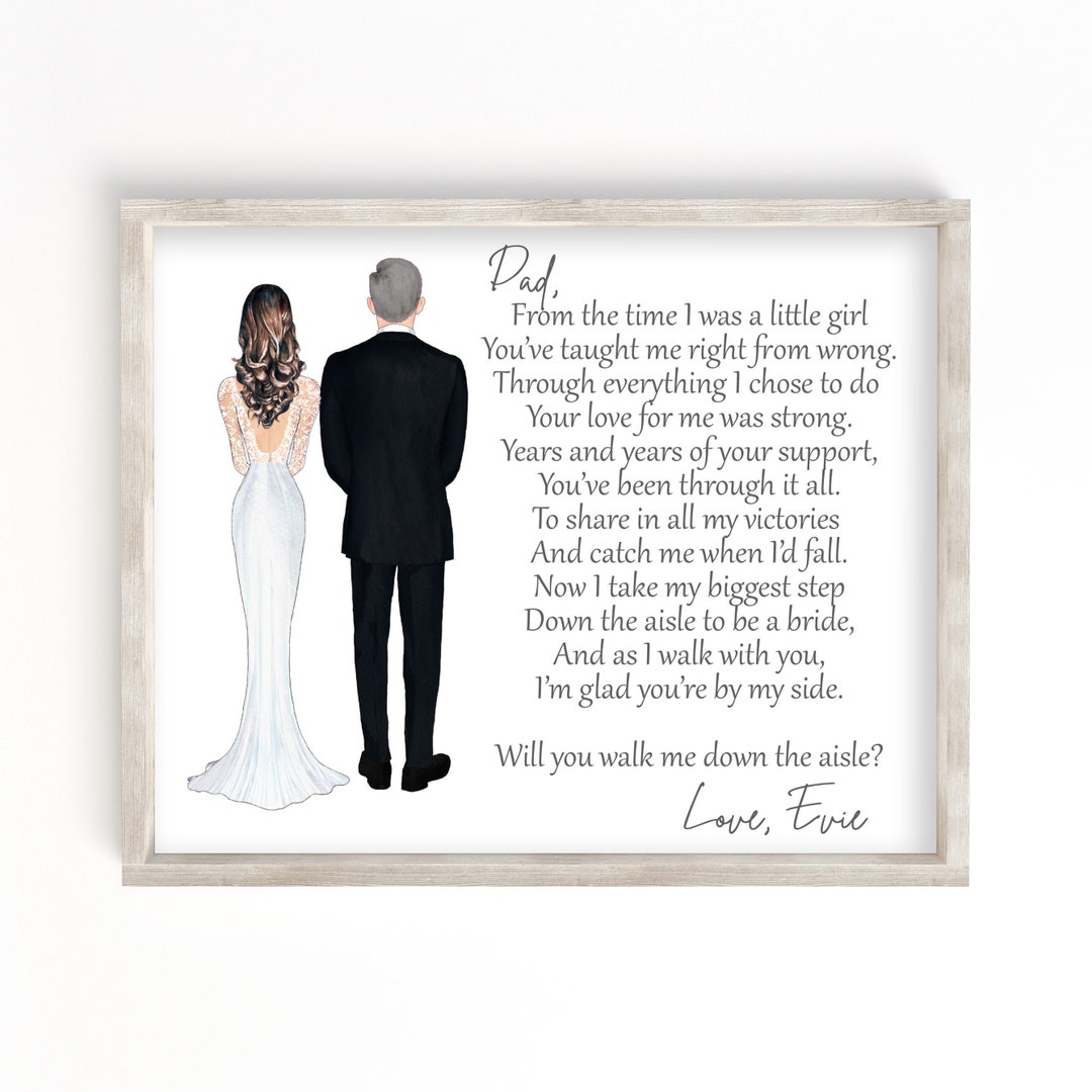 Dad Will You Walk Me Down the Aisle Digital Download Portrait Gift ...