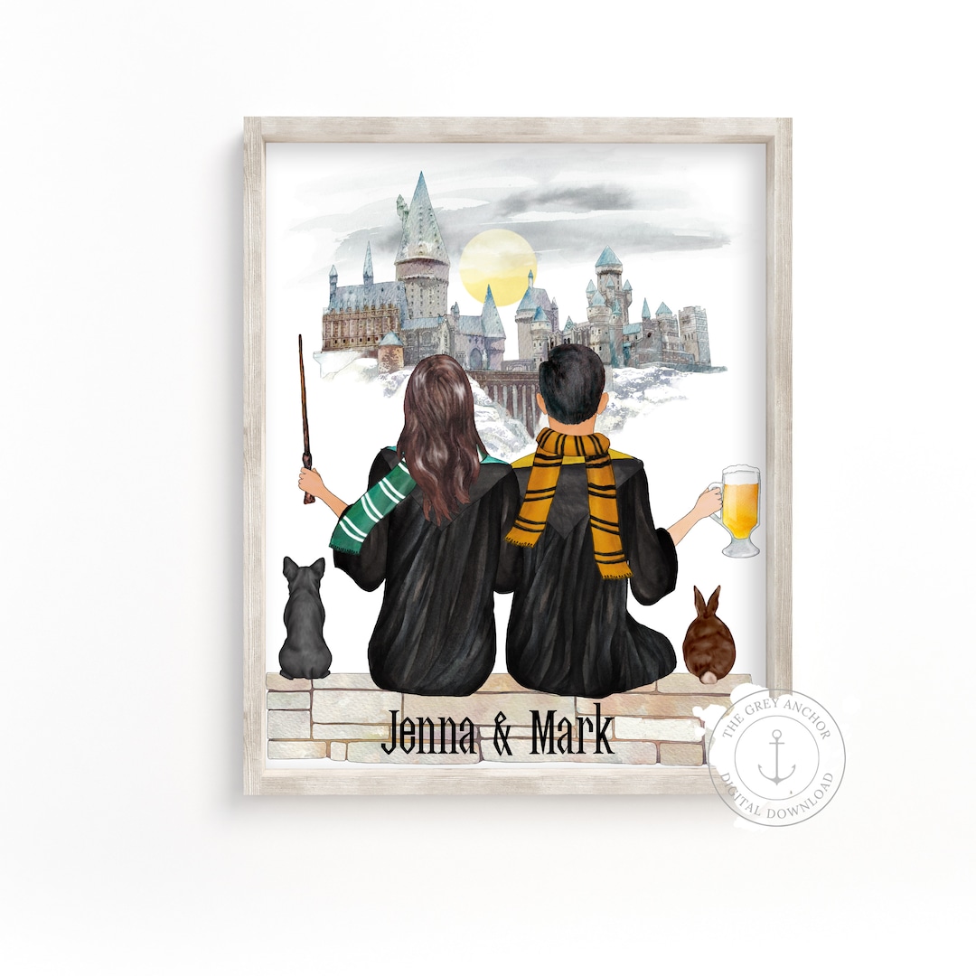 Personalized Wizard Couple Digital Download Portrait - Etsy