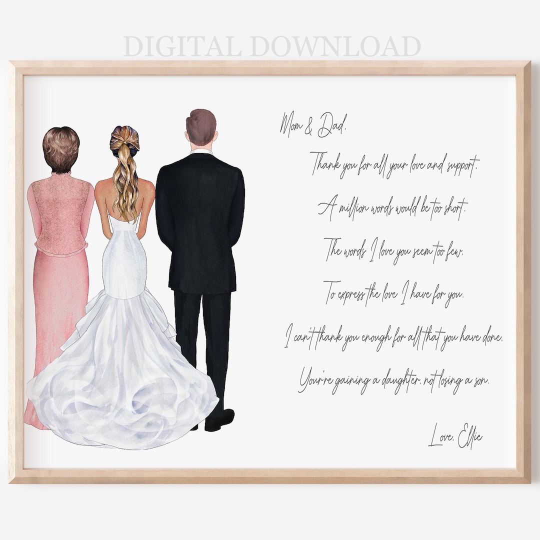 Mother & Father of the Bride Personalized DIGITAL DOWNLOAD Portrait ...
