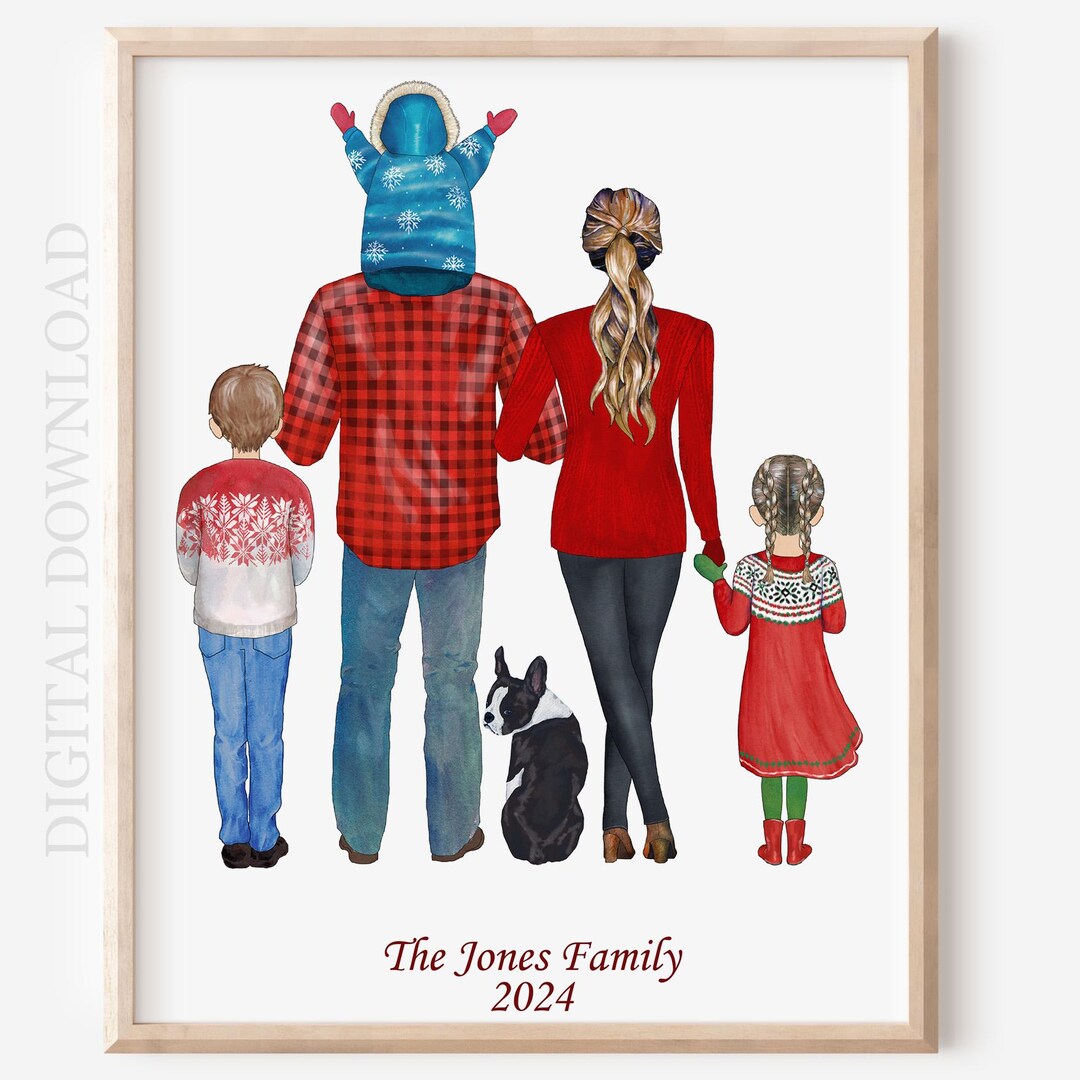 Personalized Family Portrait Digital Download, Custom Christmas ...