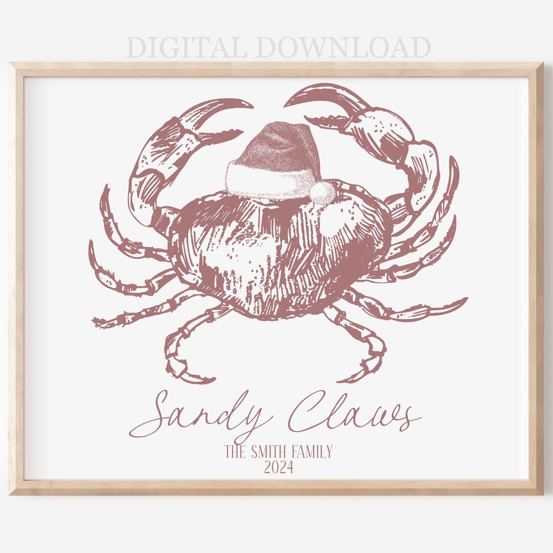 Sandy Claws - Coastal Wall Art - Personalized Holiday Wall Art ...