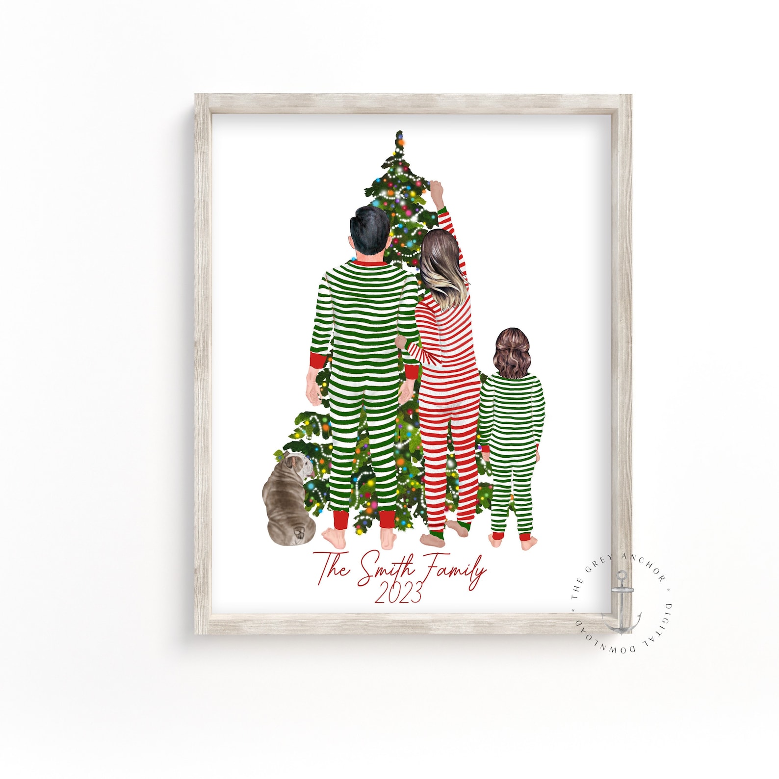 Personalized Family Christmas Portrait Digital Download Red - Etsy