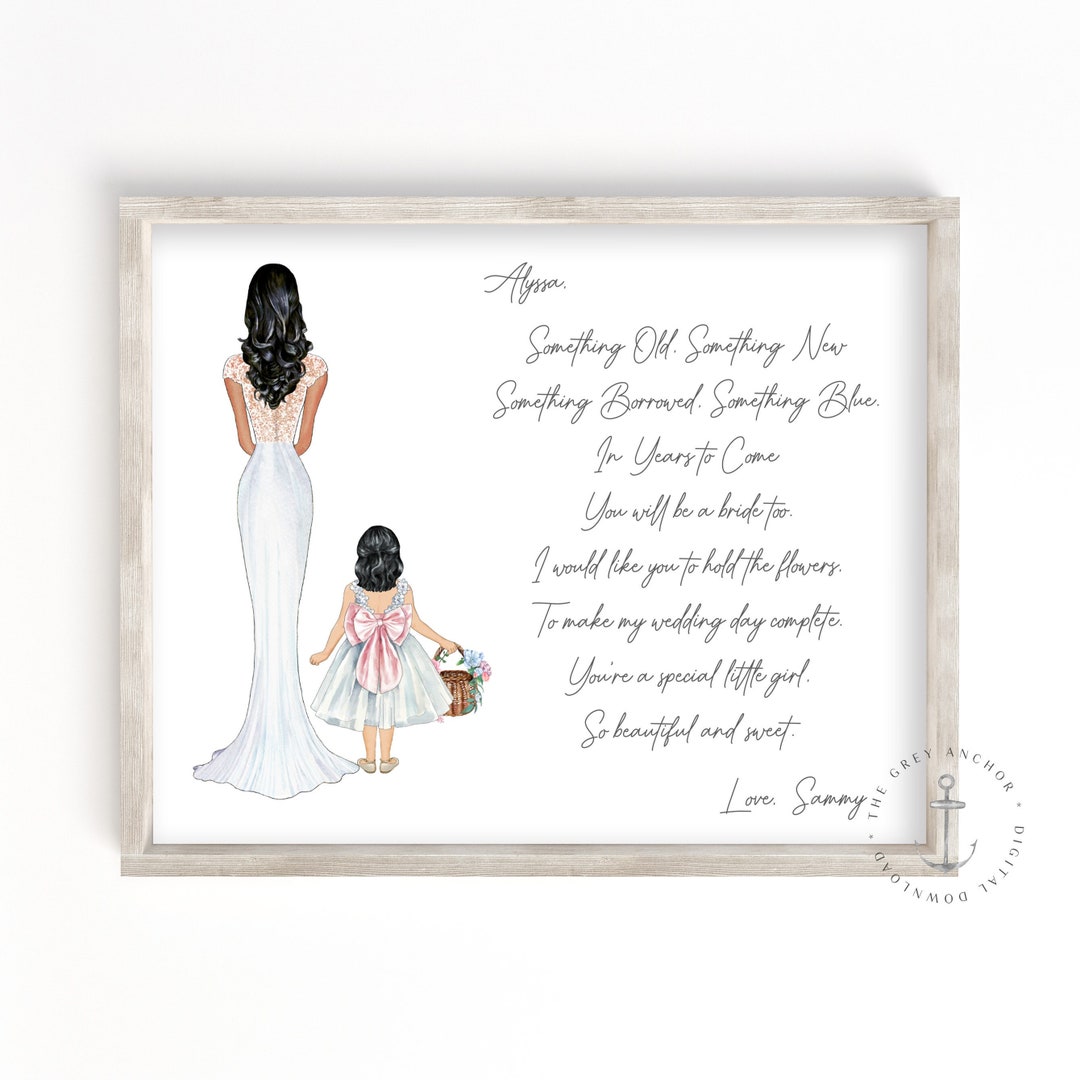 Personalized Flower Girl and Bride Proposal Portrait Gift Idea, Custom ...