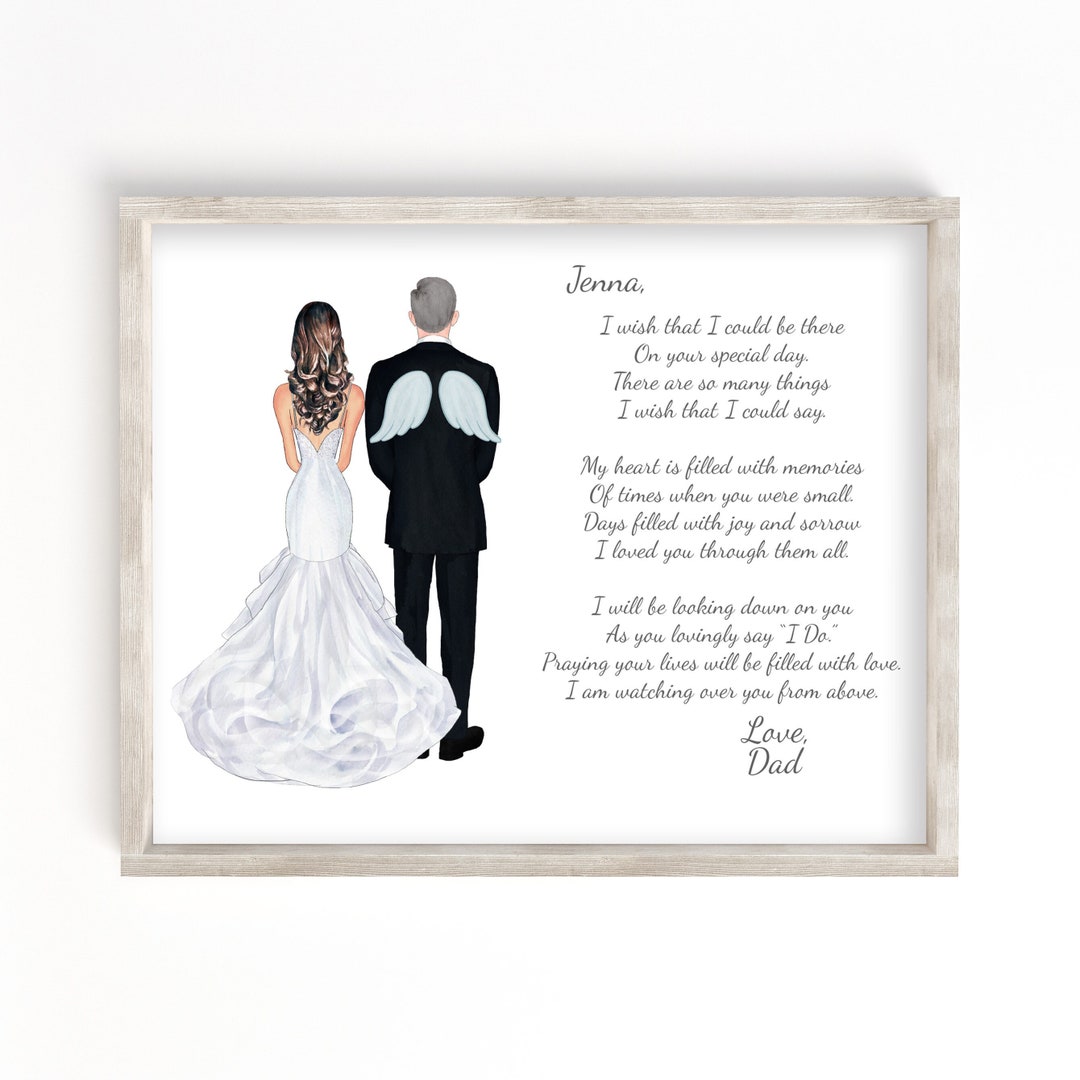 Father of the Bride Memorial Wedding Portrait Gift, Personalized ...
