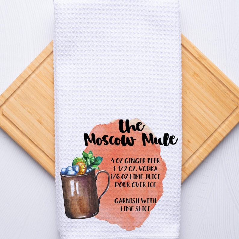 Moscow Mule Recipe Kitchen Towel, Custom Barware and Cocktail Gifts for ...