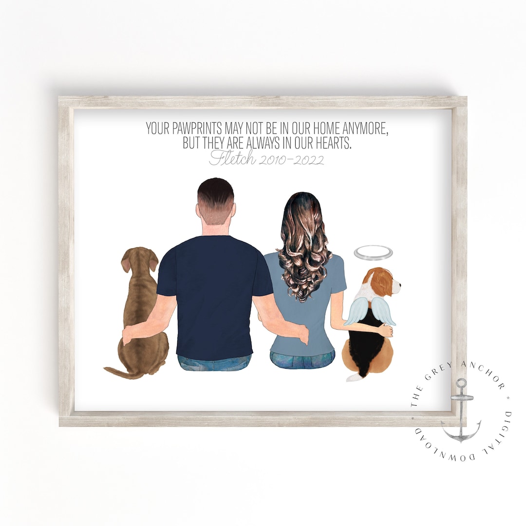 Personalized Pet Memorial Family Portrait, Custom Illustration Gift ...