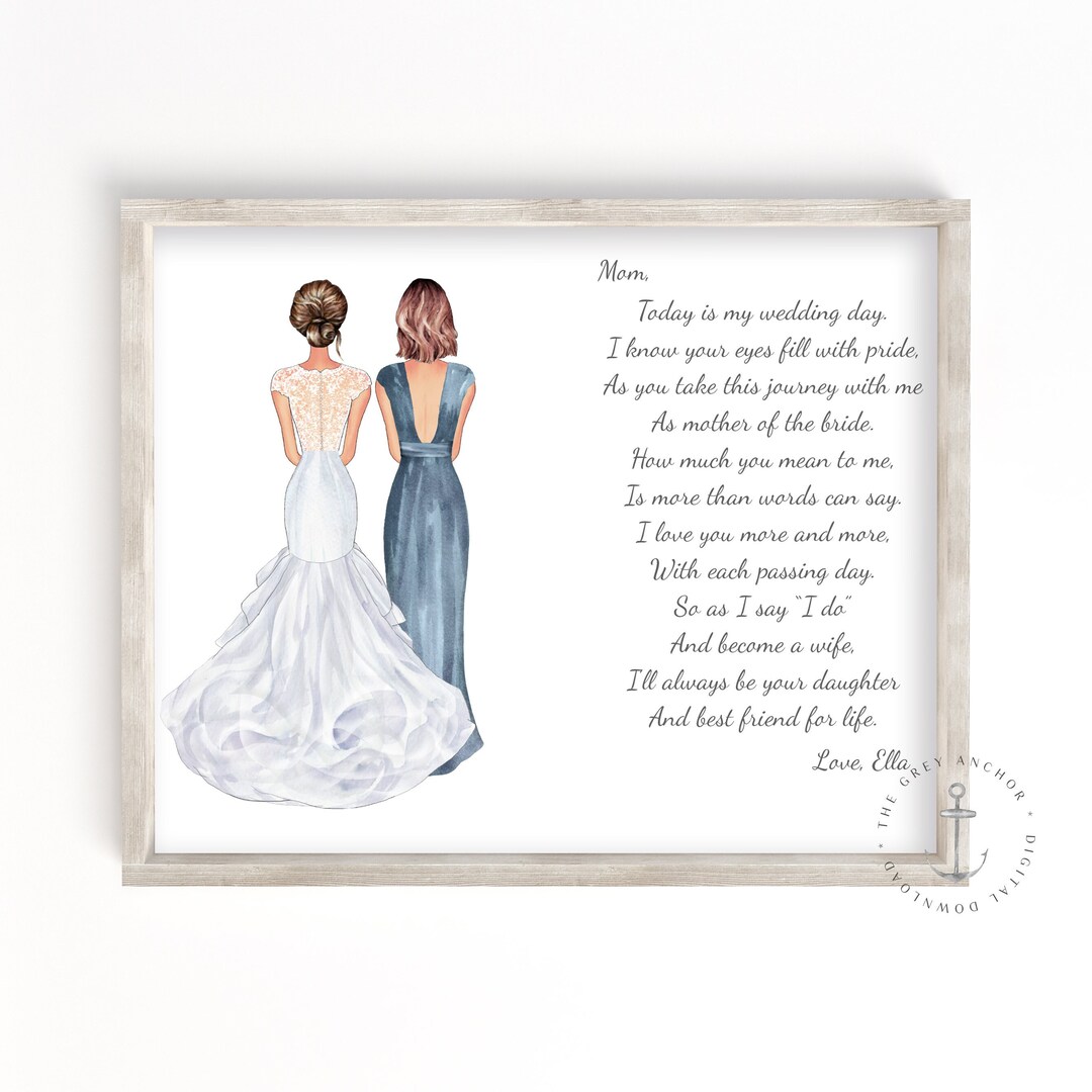 Personalized Mother of the Bride Portrait Gift, Printable Digital ...