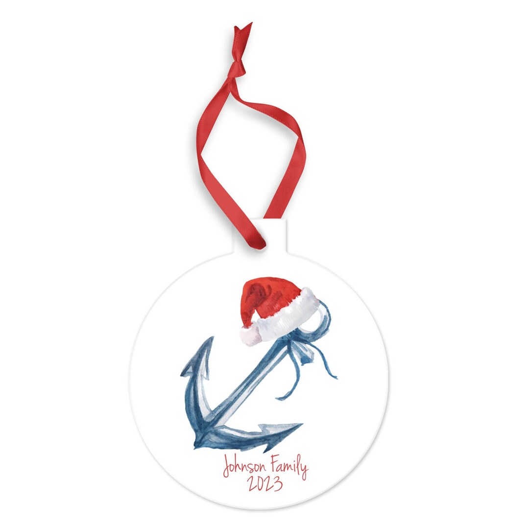Personalized Nautical Santa Watercolor Anchor Christmas - Etsy