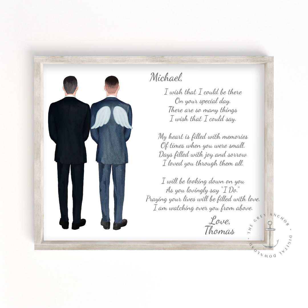Personalized Brother of the Groom Memorial Wedding Portrait, Portrait ...