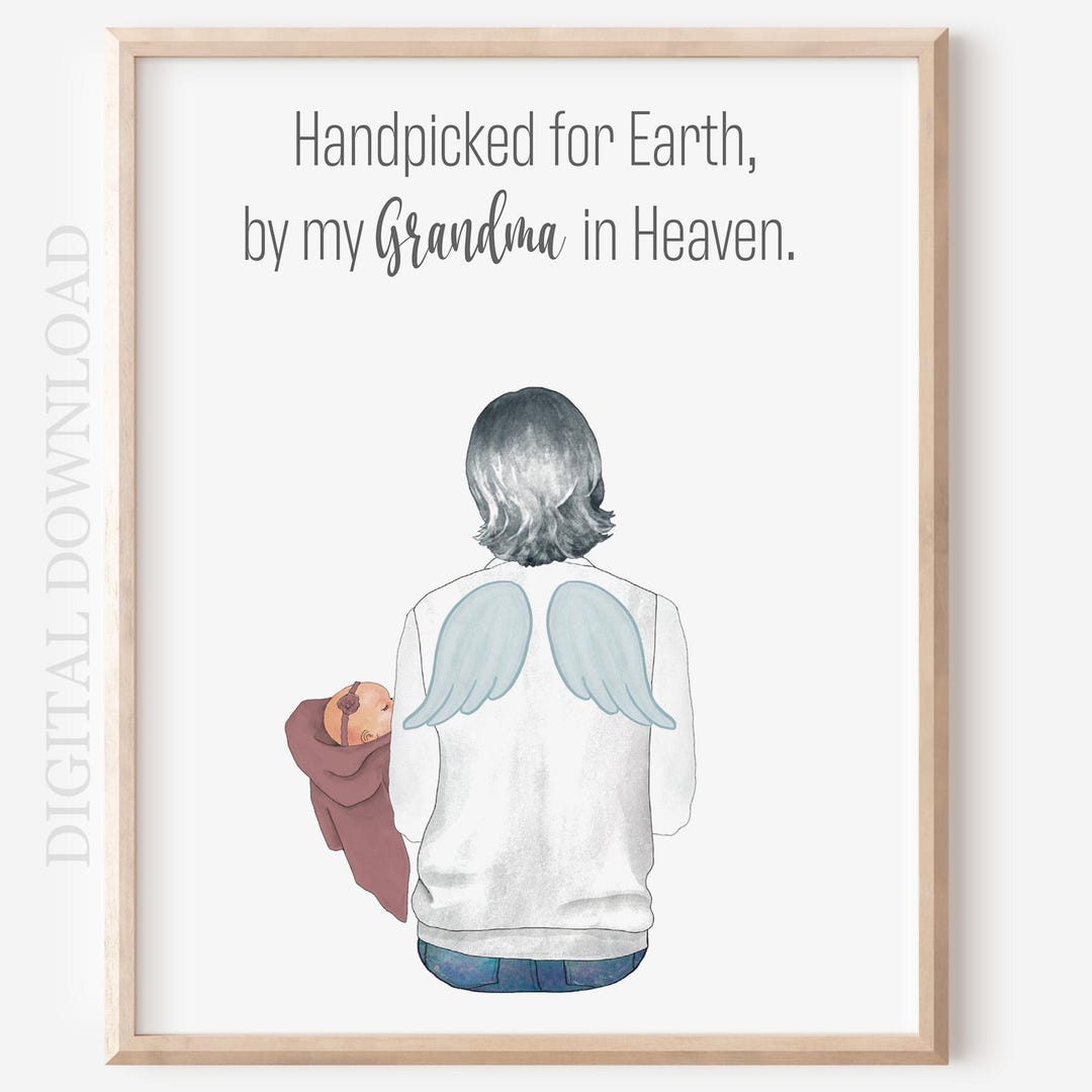 Grandmother Baby Memorial Portrait: Handpicked for Earth Illustration ...