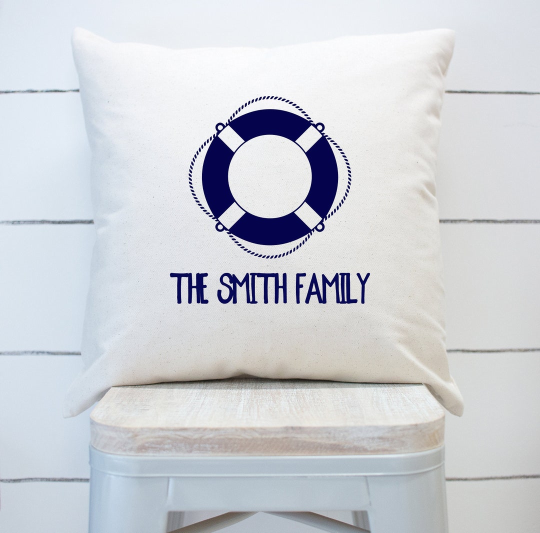 Personalized Life Preserver Throw Pillow Beach House Decor Gift for ...