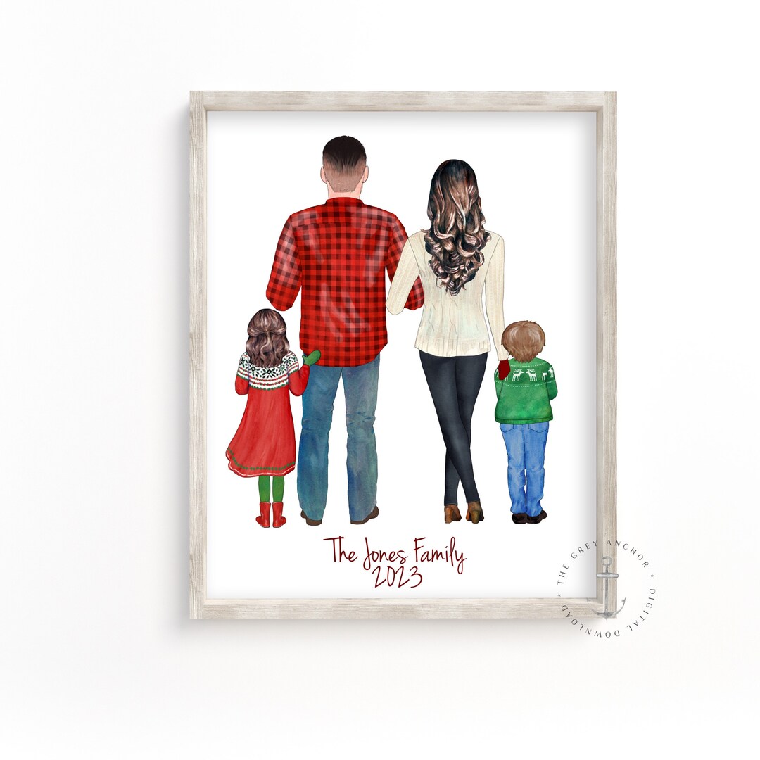 Personalized Family Portrait Digital Download, Custom Christmas ...