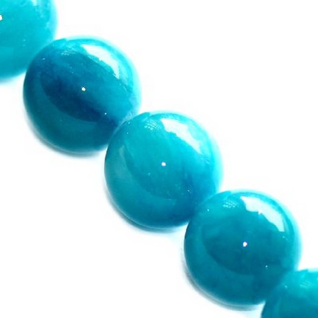 X5 Round Azure Blue Marble Stone Beads 6mm Grade A Etsy