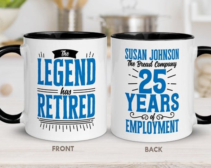 11 Oz. Retirement Coffee Mug With Colored Interior and Handle - Etsy