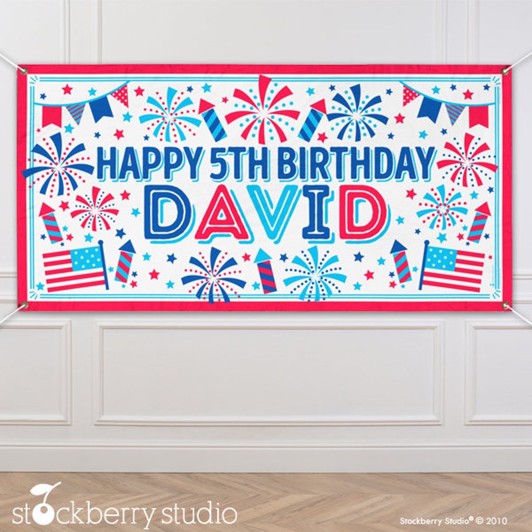 4th of July Birthday Banner Fourth of July Birthday Patriotic Banner ...