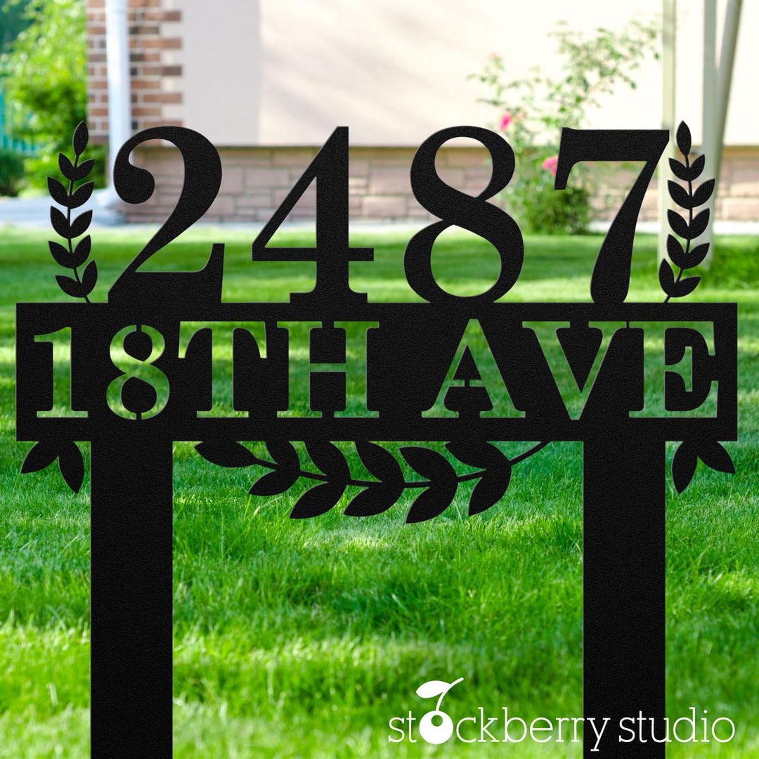 House Number Yard Sign Personalized Modern Metal House Numbers With ...