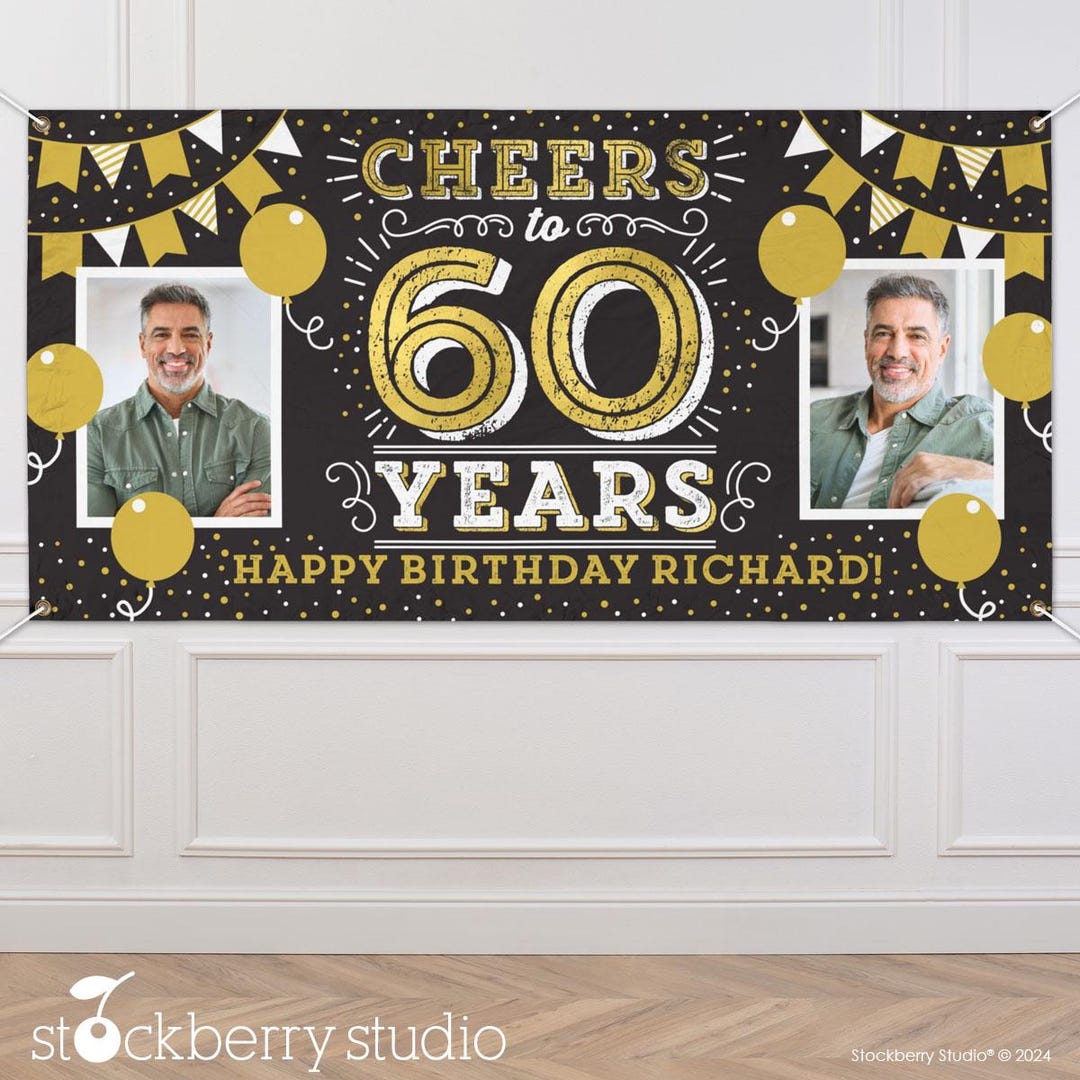 Cheers to 60 Years Birthday Banner Personalized 60th Birthday Men Women ...