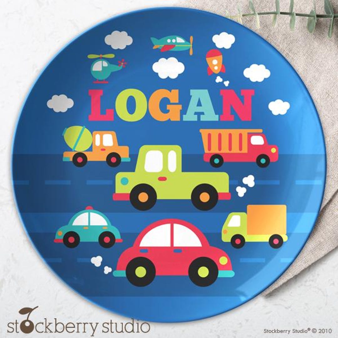 Transportation Plate Boy Personalized Gift Kids Plate Custom Vehicles ...