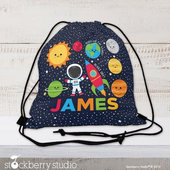 Space Drawstring Bag Planets Solar System Backpack Personalized Boy ...