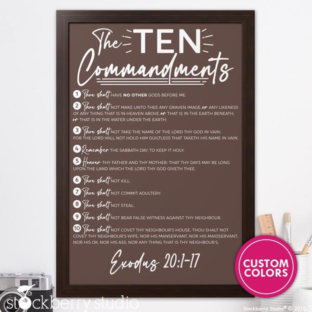The Ten Commandments Sign Custom Christian Wall Decor Art Bible Verse ...