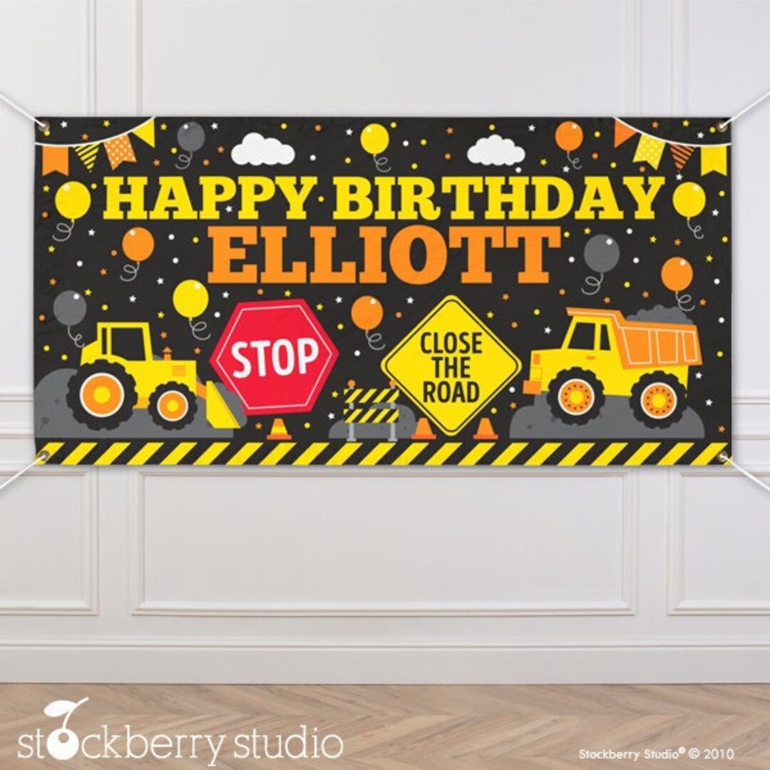 Construction Birthday Banner Personalized Construction Banner Boys ...