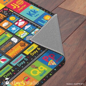 Alphabet Classroom Area Rug Kids Seasons Weather Days of the Week ABC ...