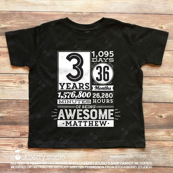 3rd Birthday Shirt Boy 3 Years of Being Awesome Birthday - Etsy