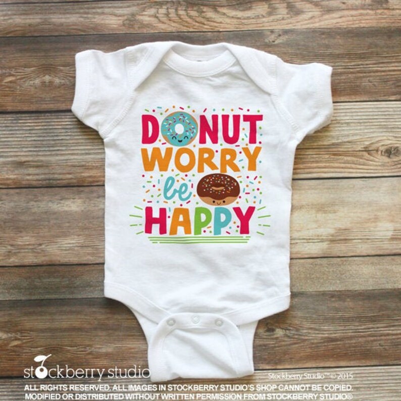 Donut Worry Be Happy Funny Baby Clothes Donut Shirt Baby Girl | Etsy
