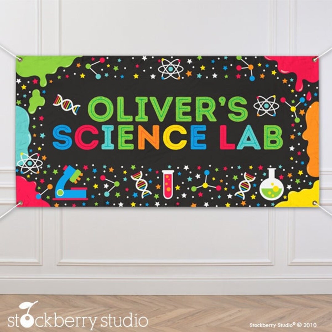 Science Birthday Banner Personalized Slime Science Birthday Party Boy ...