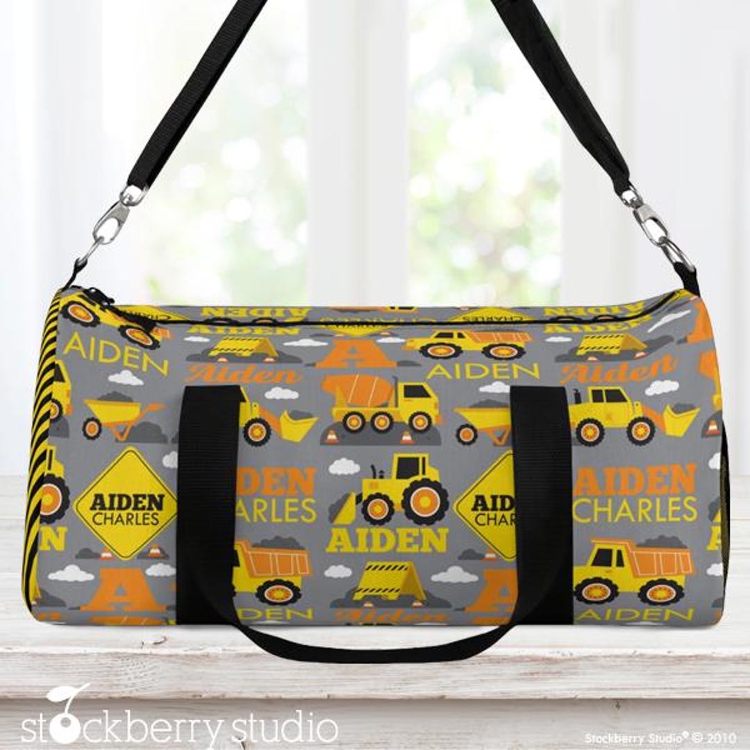 Construction Duffle Bag Personalized Boy Toddler Monogram Gift Dump ...