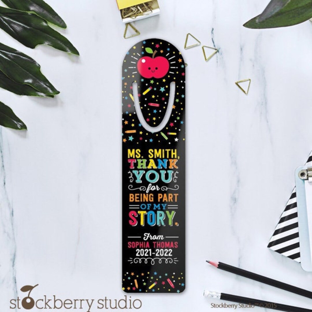 Teacher Bookmark Personalized Teacher Appreciation Week Library End of ...