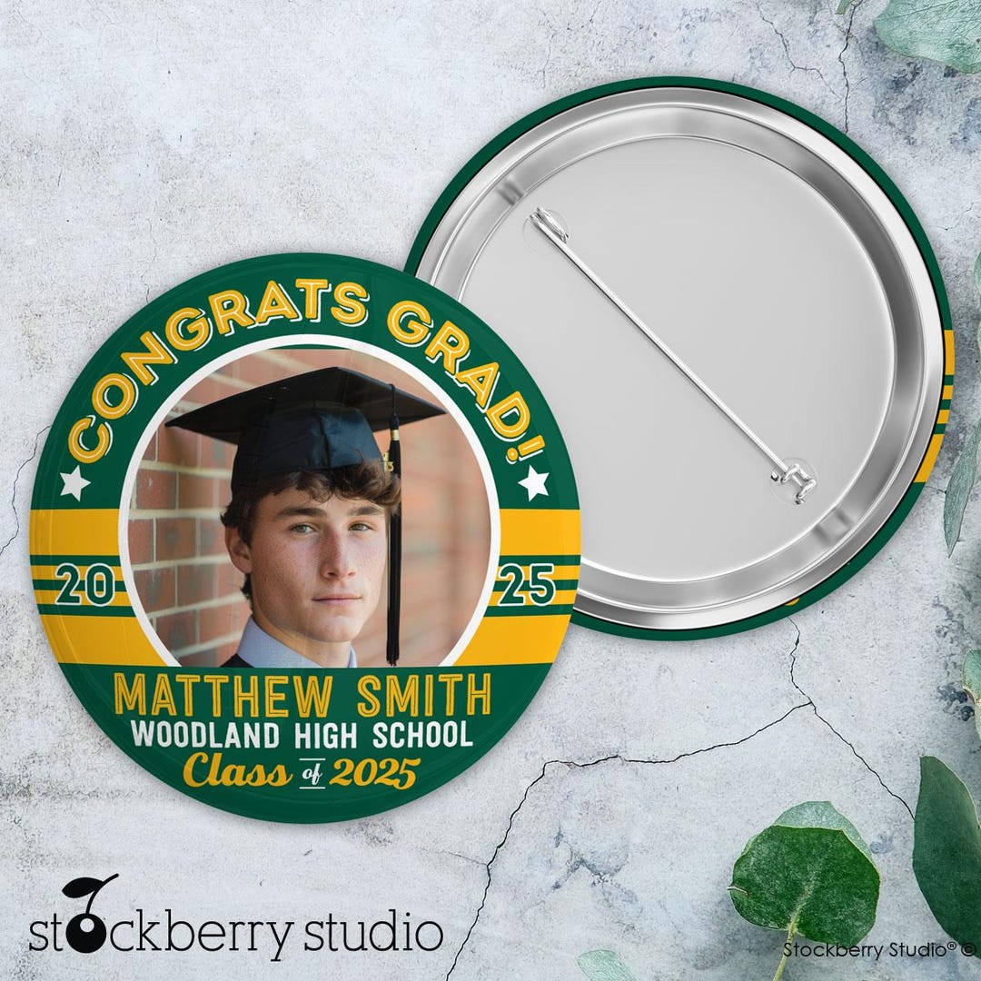 High School College Graduation Photo Pin Buttons Custom Senior Keepsake ...