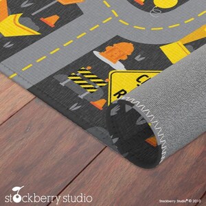 Construction Area Rug Kids Road Play Mat Boy Decor Gift Toddler Dump ...
