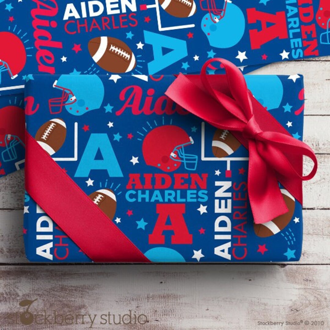 Football Wrapping Paper Personalized Football Gift Wrap Name Boy ...