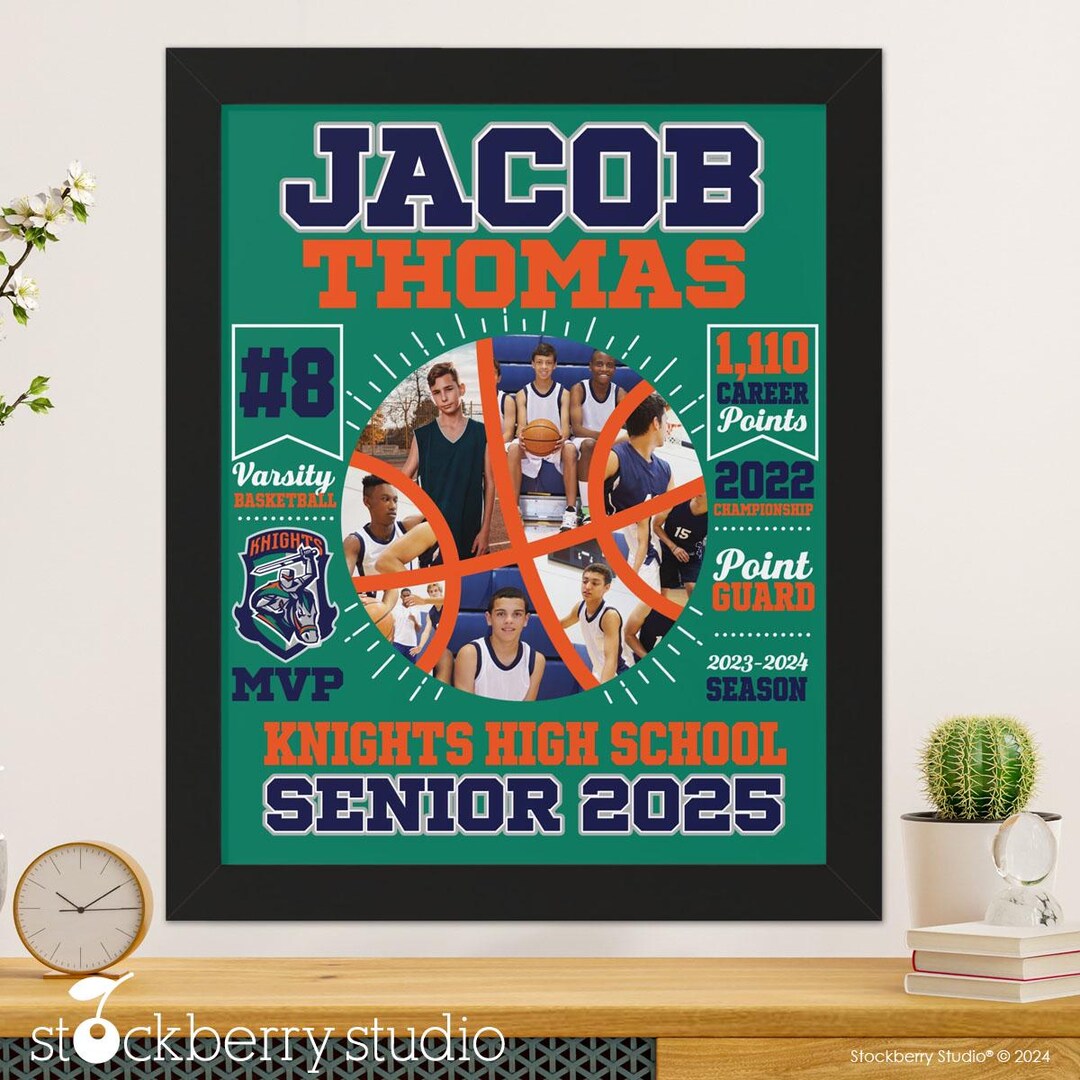 Basketball Player Photo Collage Frame Personalized Senior Night Gift ...