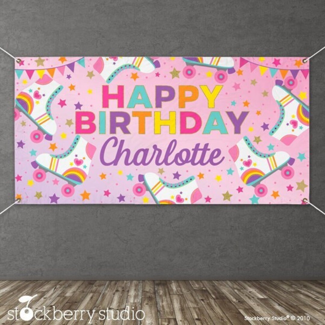 Roller Skate Birthday Banner Personalized Roller Skating Banner Roller ...