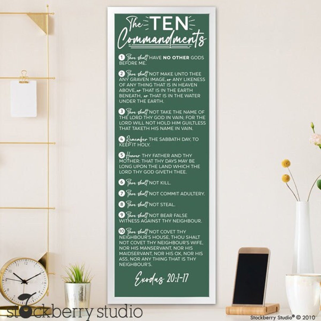 The Ten Commandments Sign Christian Wall Art Bible Verse Inspirational ...