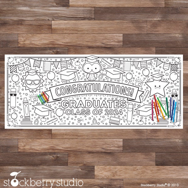 Graduation Coloring Tablecloth Decorations Preschool Prek Kindergarten ...