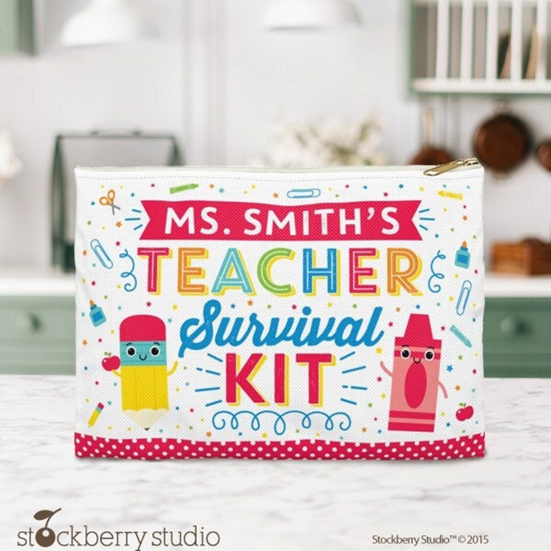 Teacher Survival Kit Personalized Teacher Makeup Bag Teacher ...