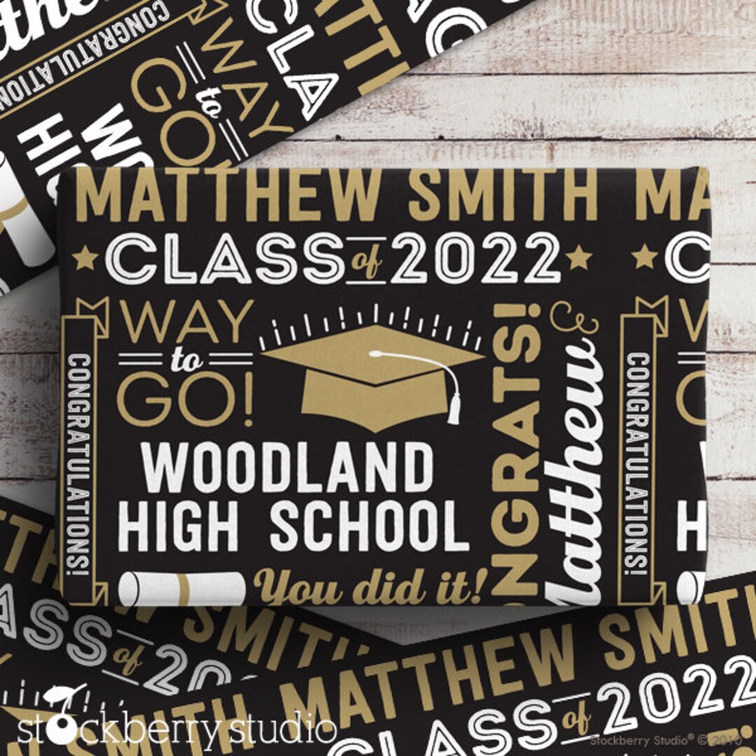 Graduation Gift Wrap Paper Personalized All About the Grad Wrapping ...