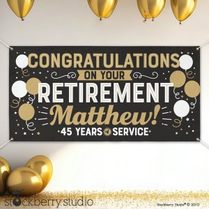 Retirement Banner Personalized Retirement Sign Her Him Retirement Party ...